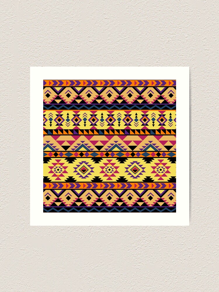 "Bold aztec mexican geometric shapes" Art Print by Muxune | Redbubble