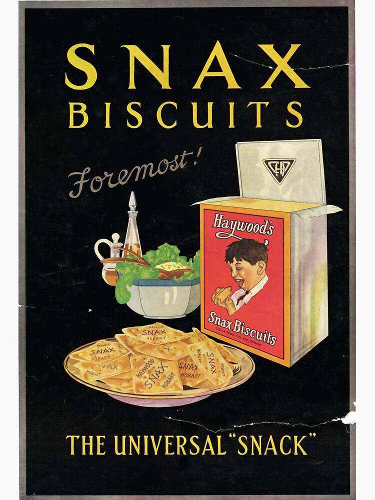 "Snax Biscuits. Favourite Aussie Snacks from 1930! " Sticker for Sale ...