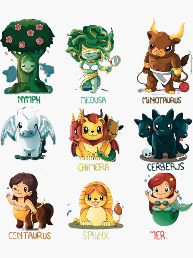"Cuties Cute Mythology Creatures" Sticker for Sale by RandallKIQ ...