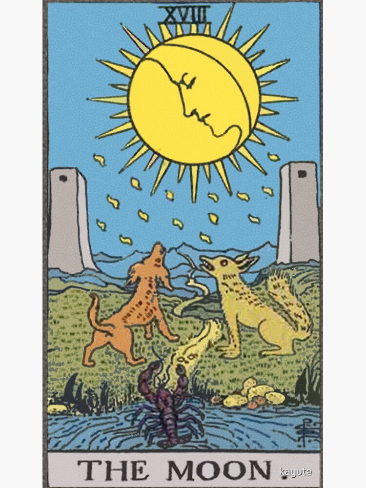 "The Moon Tarot Card Rider Waite Classic" Sticker for Sale by kayute ...