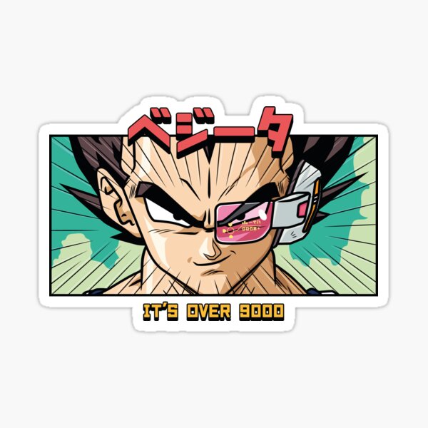 "vegeta, it's over 9000" Sticker for Sale by redwane | Redbubble