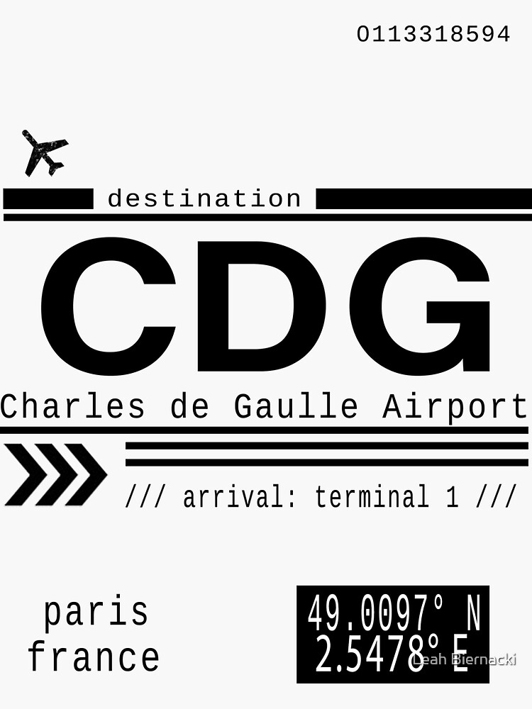 "CDG Charles de Gaulle Airport Paris France Call Letters" Sticker for ...