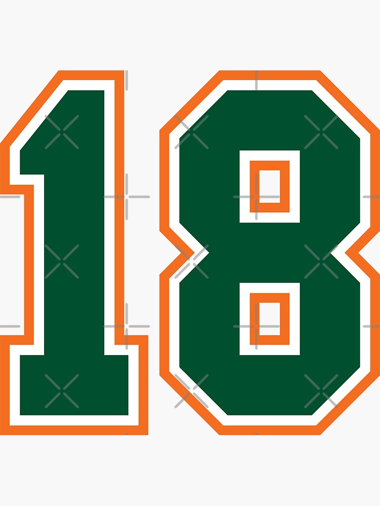 "18 Jersey Number Number Eighteen Straight From Miami" Sticker for Sale ...