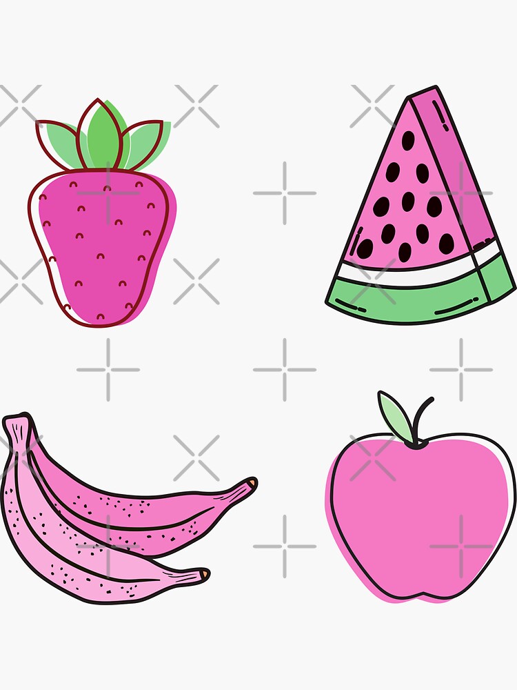 "Pink Pastel Fruit Pack" Sticker for Sale by RosiesSticks | Redbubble