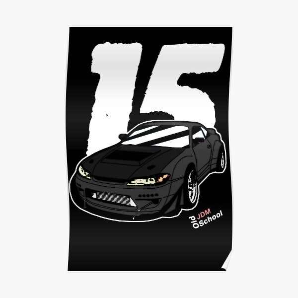 "JDM 15 Black [Black]" Poster for Sale by oldschooljdm | Redbubble