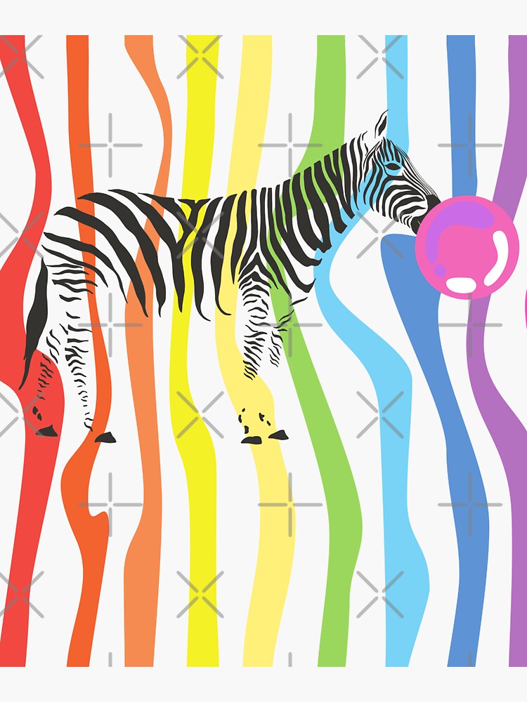" Zebra Bubble Gum Rainbow Design" Sticker for Sale by Beluved | Redbubble