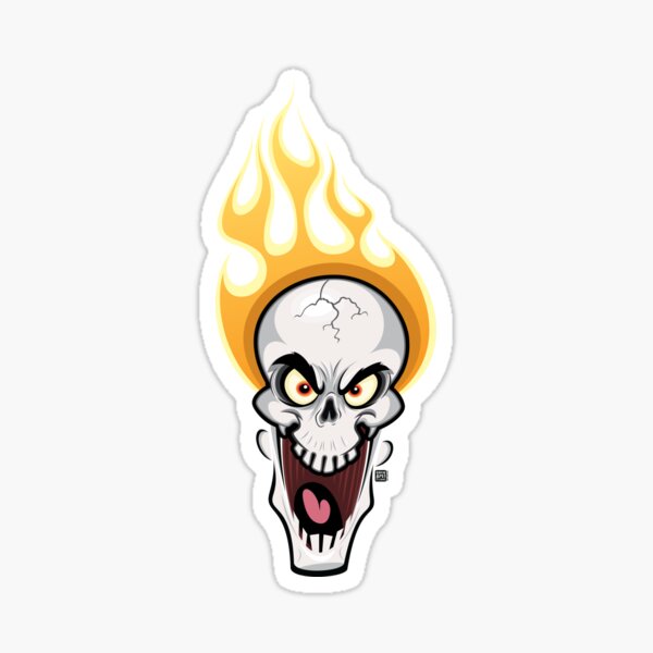 "Skully Ghost Rider" Sticker by Goinapestudios | Redbubble