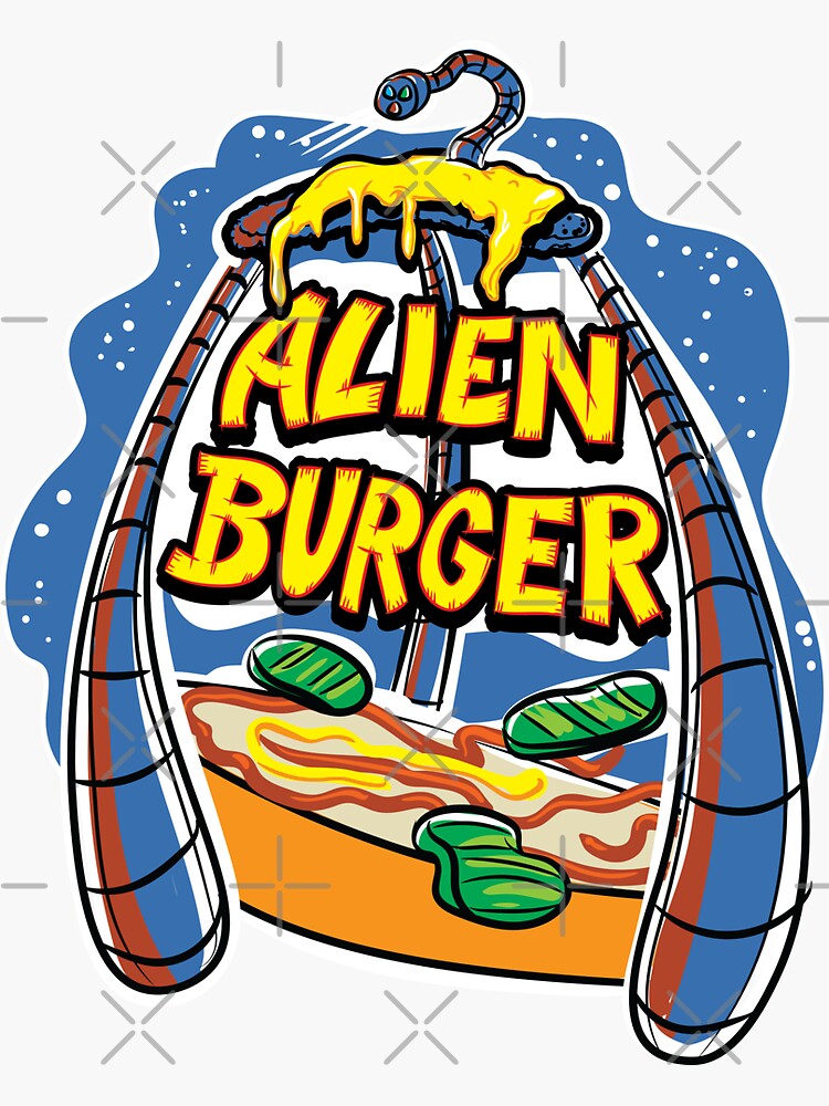 "Alien Burger War of the Burgers by eShirtLabs" Sticker for Sale by ...