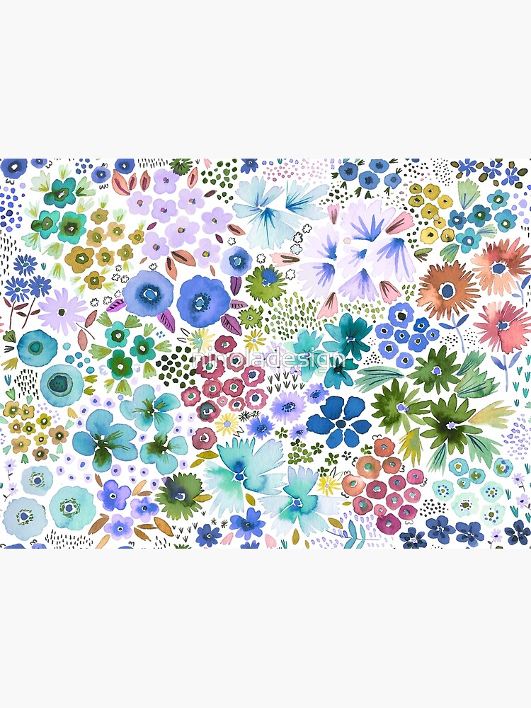 "Very Peri Cottagecore Blue flower pattern - Garden floral painted with ...