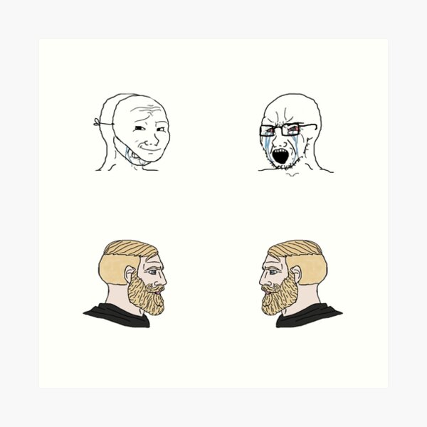 "Crying Wojak vs Yes Chad Pack" Art Print for Sale by putonmemes ...
