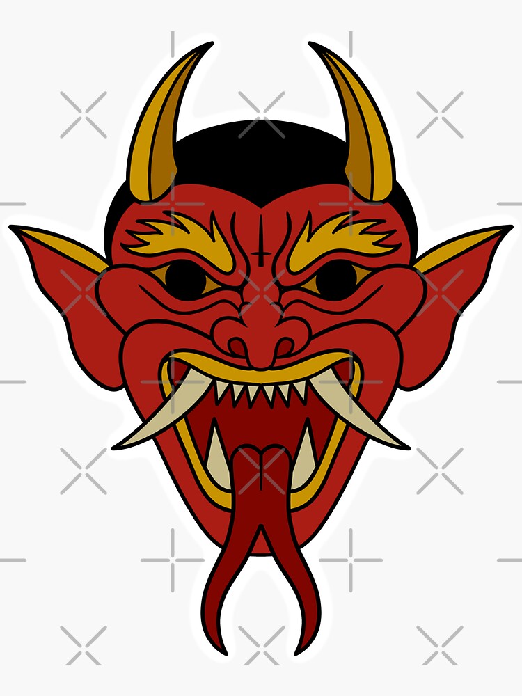 "DEVIL DEMON NEO TRADITIONAL TATTOO White" Sticker for Sale by ...
