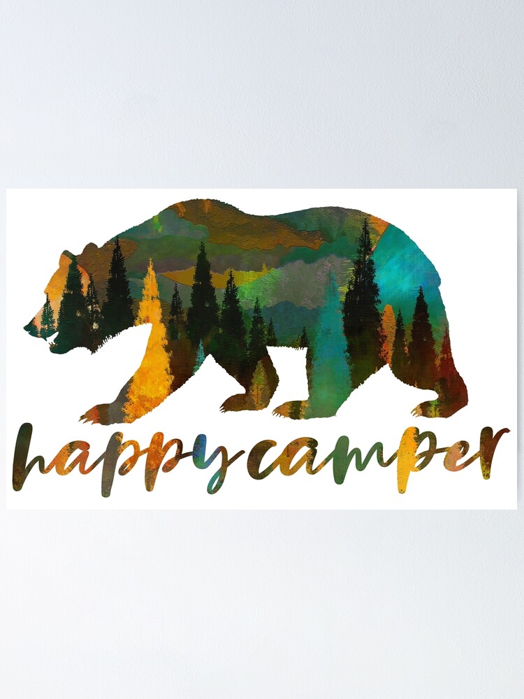 "Happy Camper Funny Camping Bumper" Poster for Sale by Allamdz | Redbubble