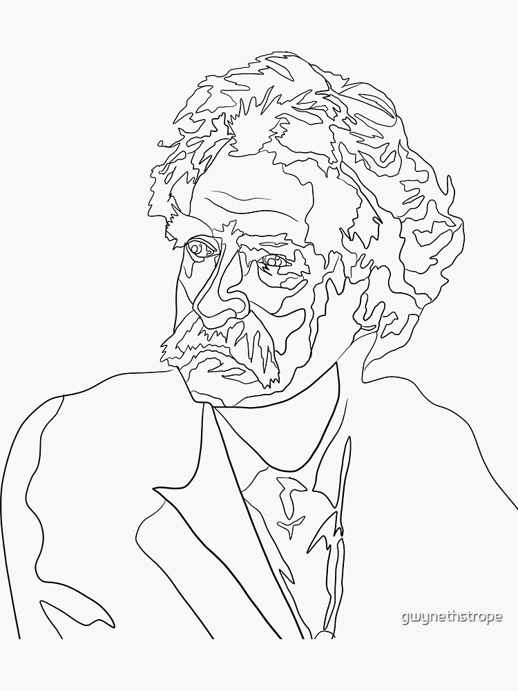 "Mark Twain Literature Collection (Line Drawing)" Sticker for Sale by ...