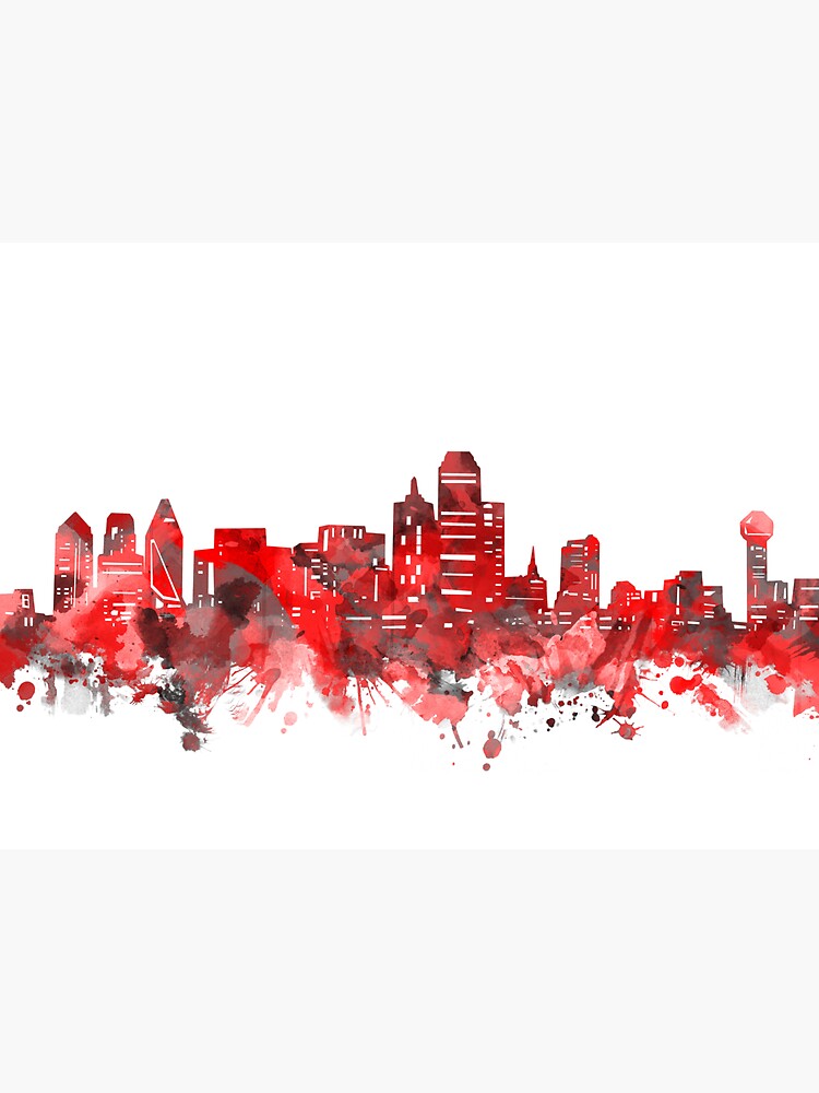"dallas skyline red" Sticker by BekimART2 | Redbubble