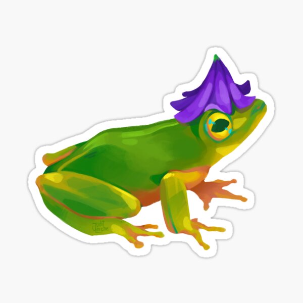 "frog with flower hat" Sticker by JuLerche | Redbubble