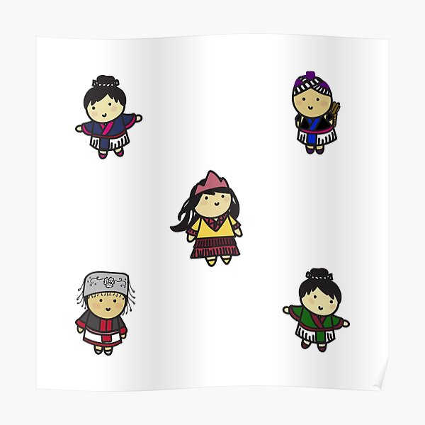 "Chibi Hmong Girl Group" Poster by Annpyon | Redbubble