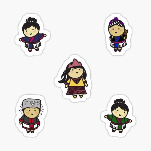 "Chibi Hmong Girl Group" Sticker for Sale by Annpyon | Redbubble