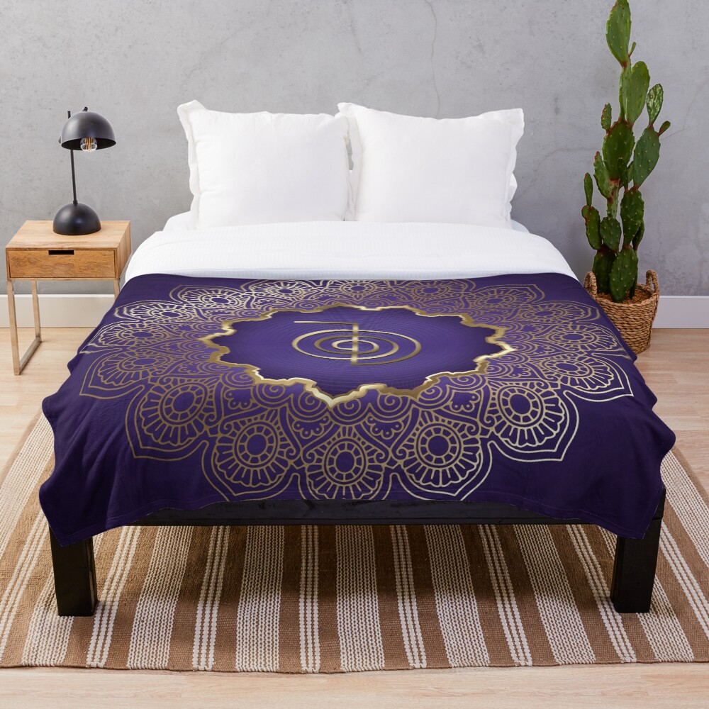"Reiki Healing Cho Ku Rei, Golden Mandala" Throw Blanket for Sale by ...
