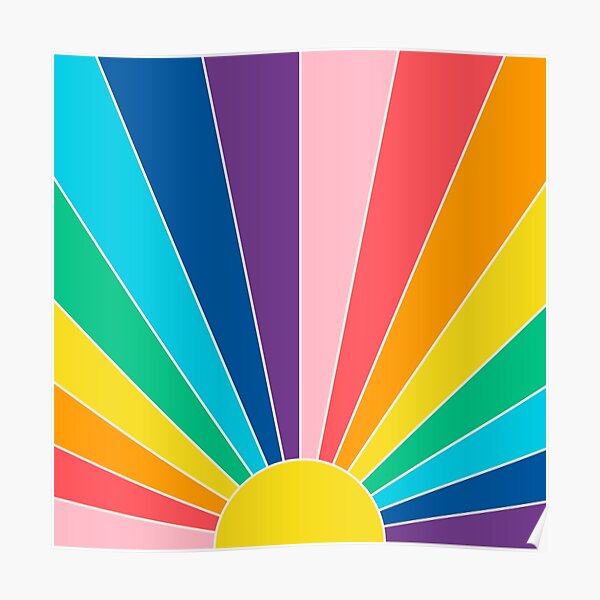 "Rainbow Sun Rays Art" Poster for Sale by AmberSpace | Redbubble