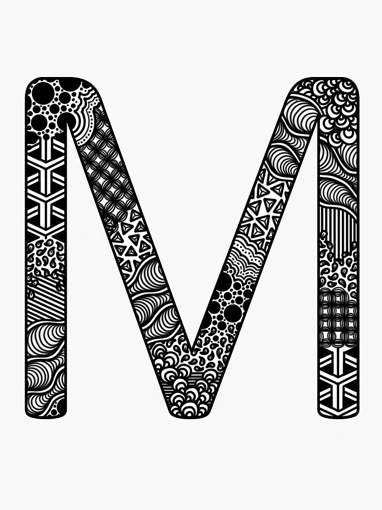 "Zentangle Initial M" Sticker for Sale by sydasmith13 | Redbubble