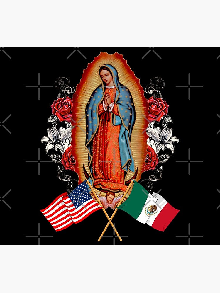 " Our Lady Virgen De Guadalupe Virgin Mary Mexican American Flag ...