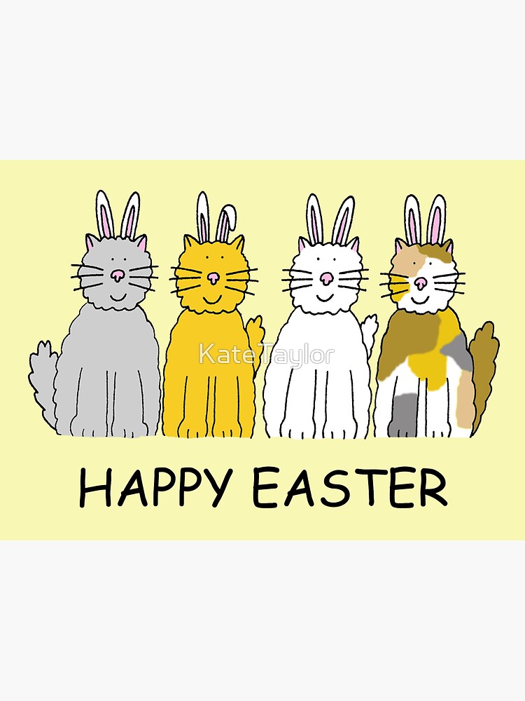 "Easter Bunny Cats Cartoon" Sticker by KateTaylor | Redbubble