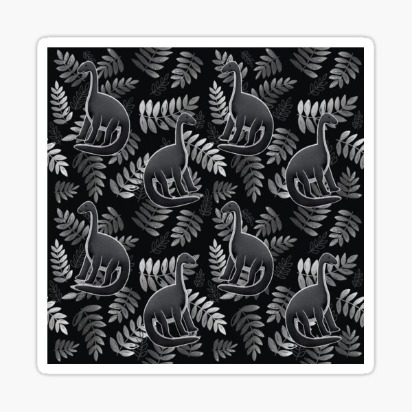 "Modern Dinosaur Pattern - Black & White" Sticker for Sale by ...