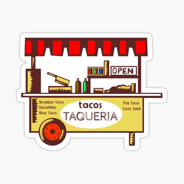 "Taco Stand Taqueria Stand Woodcut" Sticker by patrimonio | Redbubble