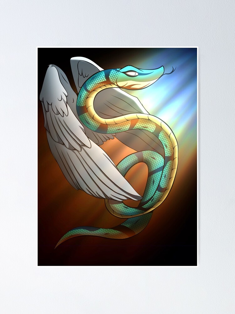 "Angelic snake black bg" Poster for Sale by Crazyfitzartz | Redbubble