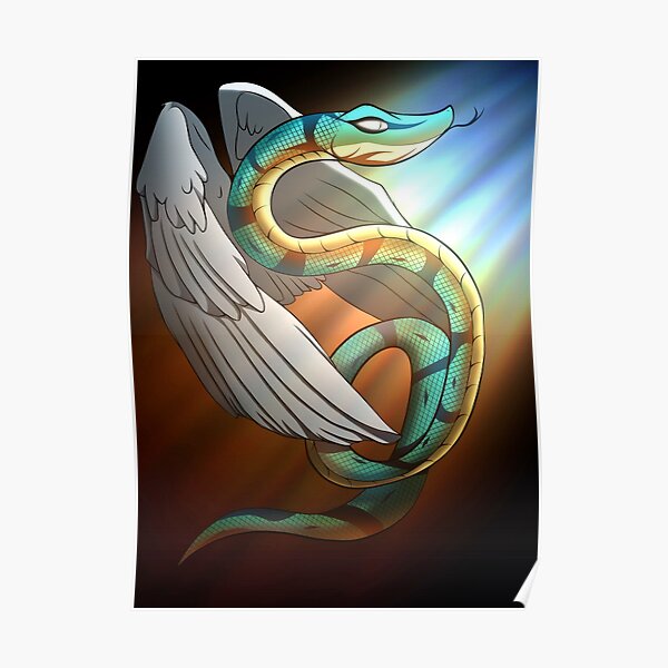"Angelic snake black bg" Poster for Sale by Crazyfitzartz | Redbubble
