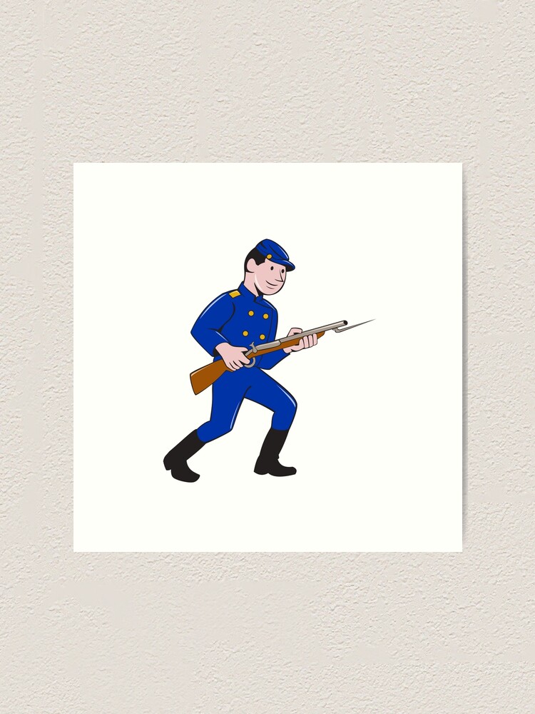 "Union Army Soldier Bayonet Rifle Cartoon" Art Print by patrimonio ...