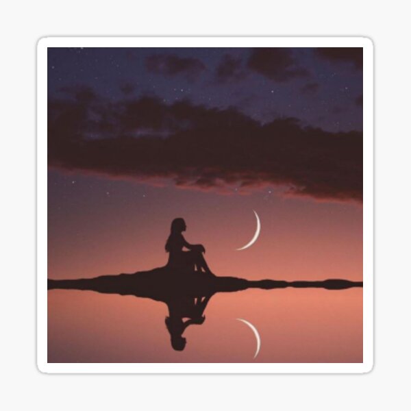 "Gril tech moon design " Sticker by Khyber-star | Redbubble