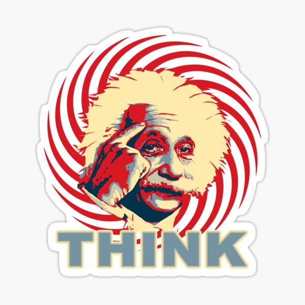 "THINK" Sticker for Sale by PistoLeroD | Redbubble