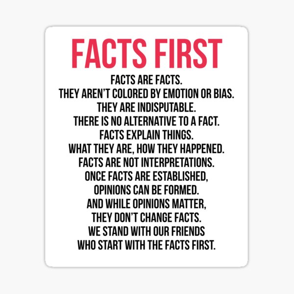 "facts first - facts are facts" Sticker for Sale by Artchara | Redbubble