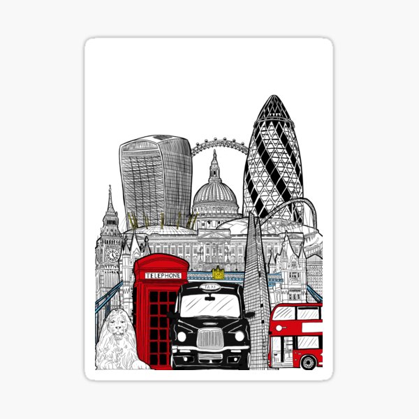 "London landmarks collage" Sticker for Sale by FoxRoad | Redbubble