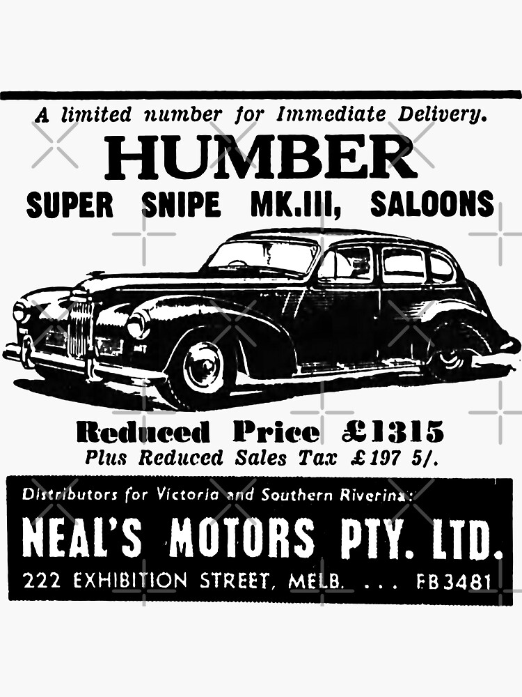 "HUMBER SUPER SNIPE MK.III" Sticker by ThrowbackM2 | Redbubble