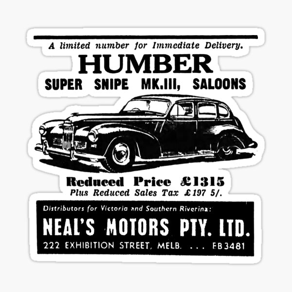 "HUMBER SUPER SNIPE MK.III" Sticker by ThrowbackM2 | Redbubble