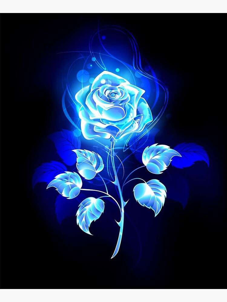 "Glowing Neon Blue Rose" Sticker for Sale by ReesDesigns | Redbubble