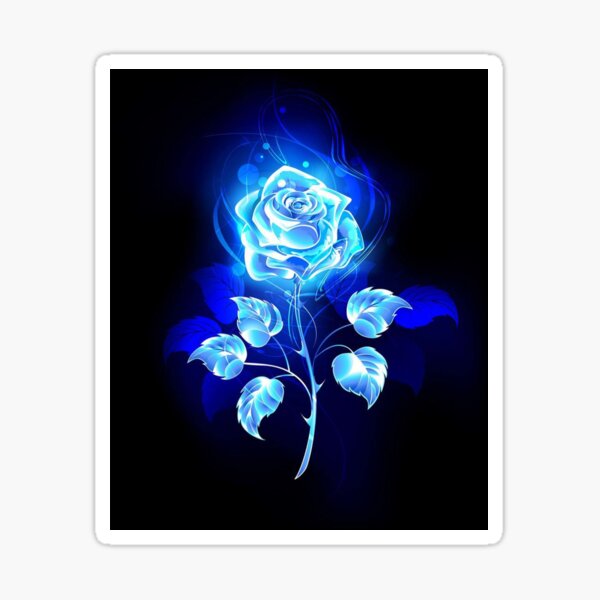 "Glowing Neon Blue Rose" Sticker for Sale by ReesDesigns | Redbubble
