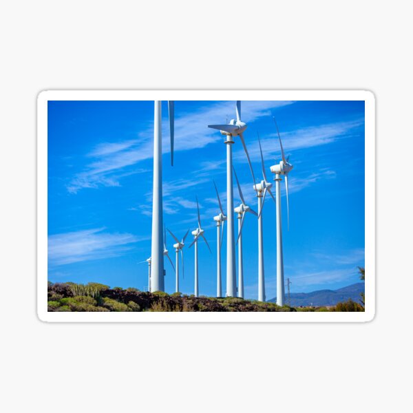 "Wind turbines in Tenerife " Sticker for Sale by Dalyn | Redbubble