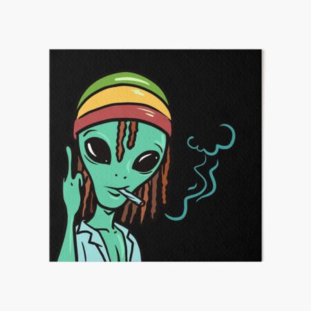 "Smoking Alien With Middle Finger Up" Art Board Print by GanjaGrip ...