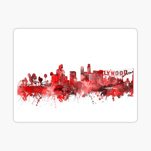 "los angeles skyline red" Sticker for Sale by BekimART2 | Redbubble