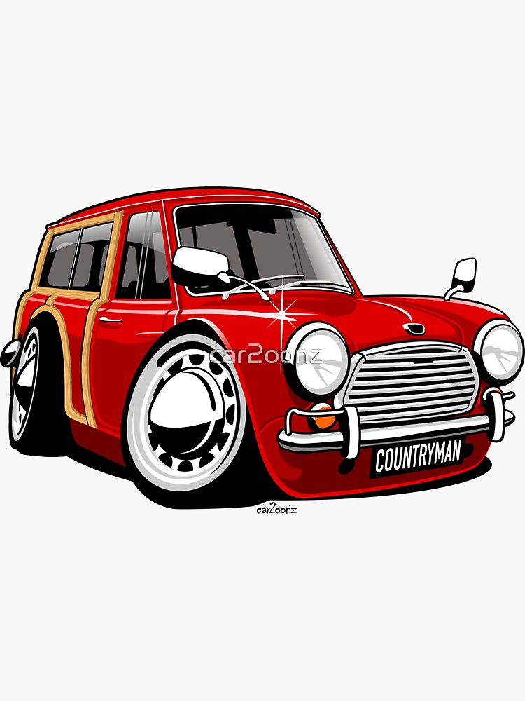 "Classic Austin Mini Countryman caricature red" Sticker for Sale by ...