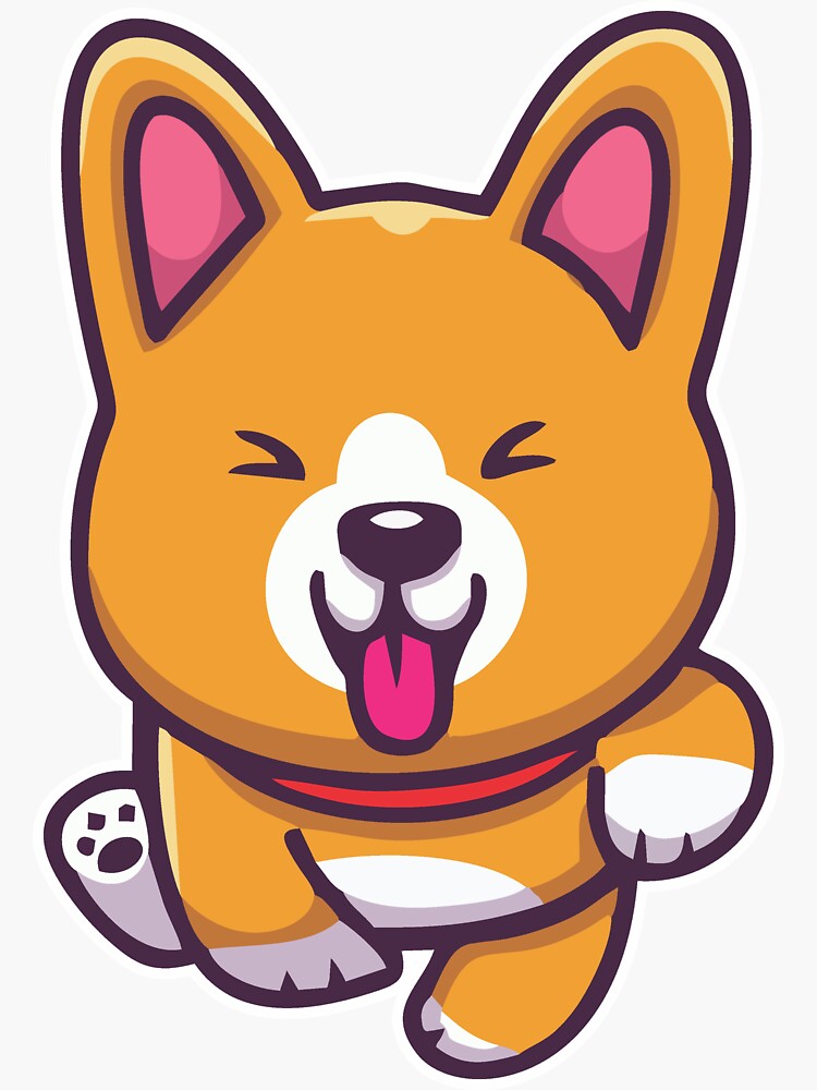 "Cute dog running " Sticker for Sale by kawaiicreationx | Redbubble