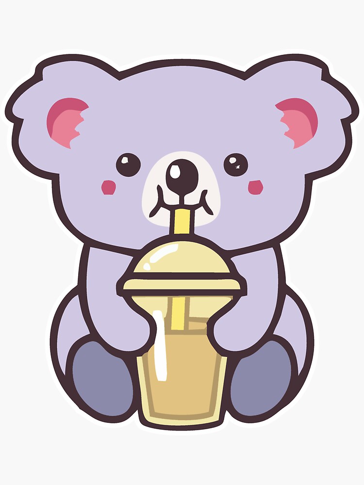 "Koala drinking bubble tea" Sticker by kawaiicreationx | Redbubble