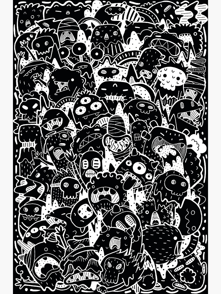 "Cute black and white monster pattern" Poster for Sale by RoyalPeople ...