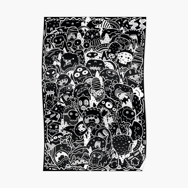 "Cute black and white monster pattern" Poster for Sale by RoyalPeople ...
