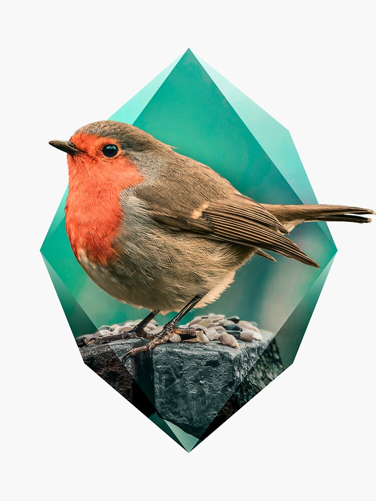 "Geometric Robin" Sticker for Sale by Pixel-to-Print | Redbubble