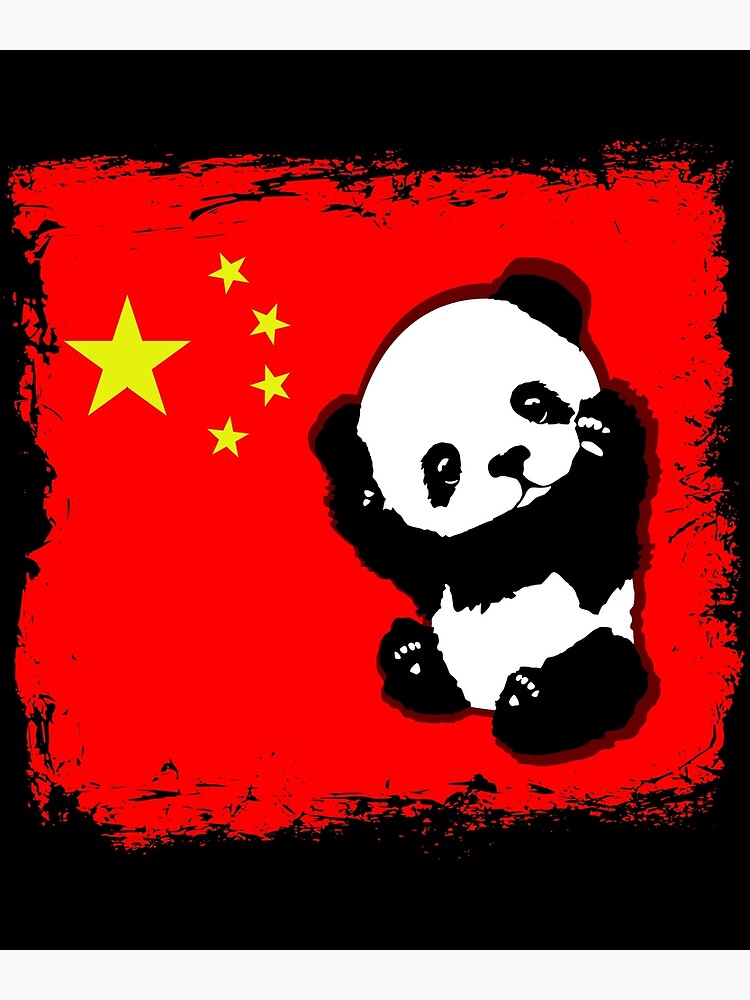 "A Cute Little Panda With A Chinese Flag Big Panda" Poster by ...