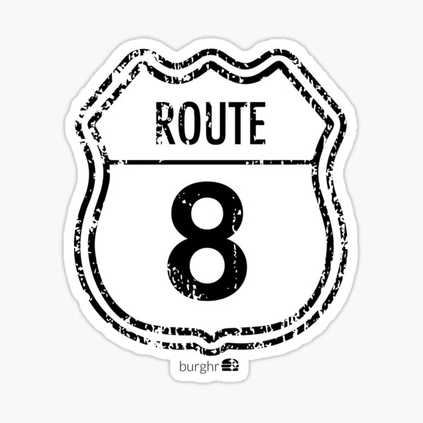 "Route 8" Sticker for Sale by burghr | Redbubble
